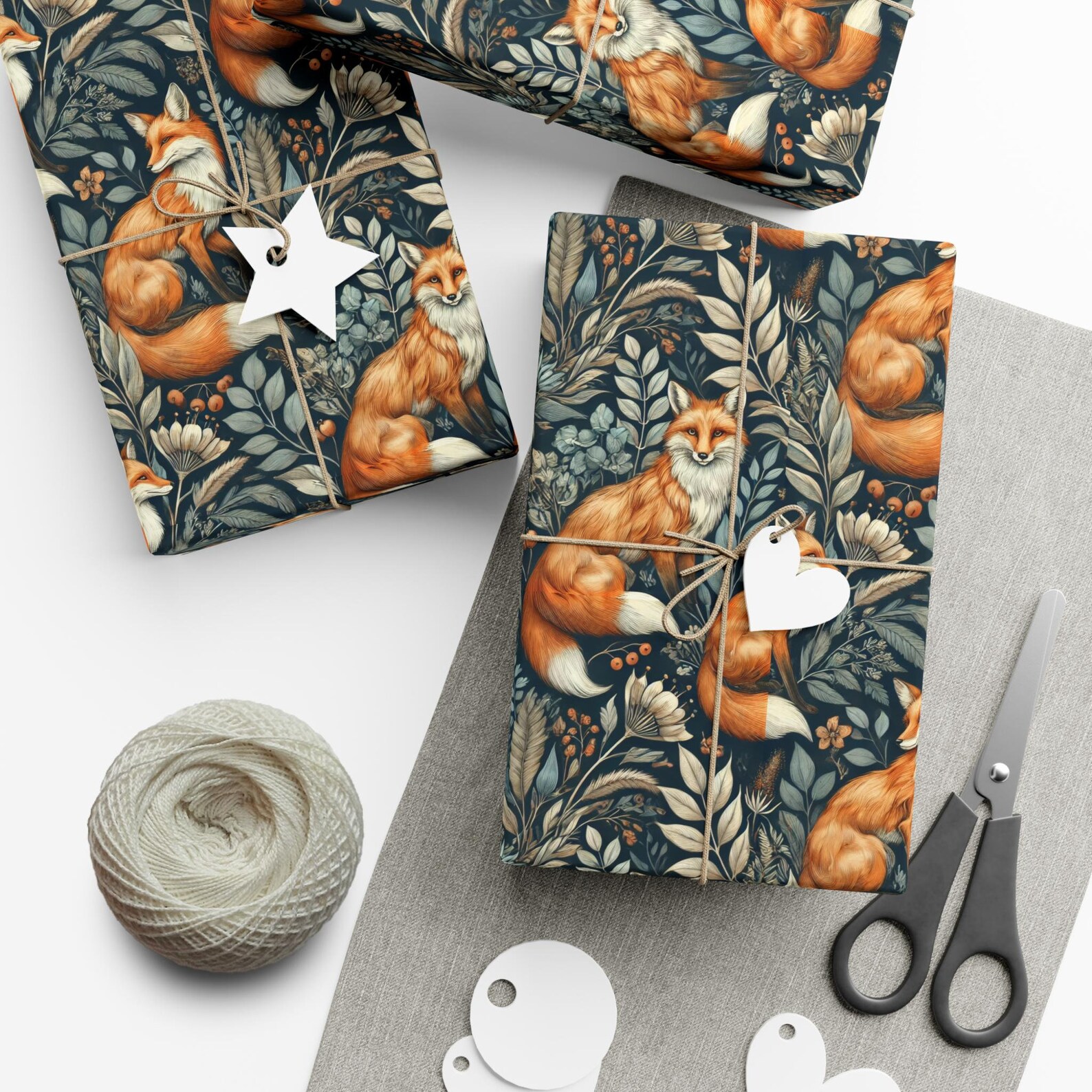Whimsical Fox Gift Wrapping, Fox Design Holiday Gift Wrap, Birthday ...
