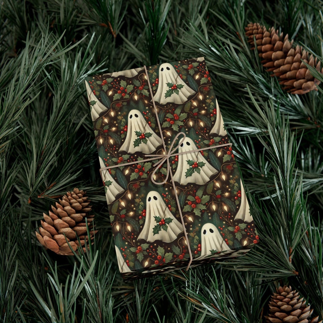 Ghosty Goth Christmas Wrapping Paper Roll, Gothmas Decorations, Goth ...
