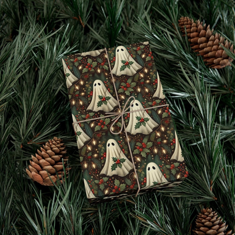 Ghosty Goth Christmas Wrapping Paper Roll, Gothmas Decorations, Goth ...