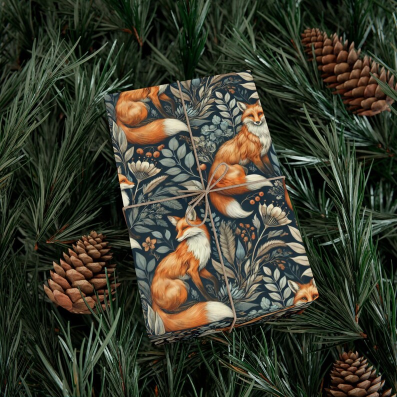 Whimsical Fox Gift Wrapping, Fox Design Holiday Gift Wrap, Birthday ...