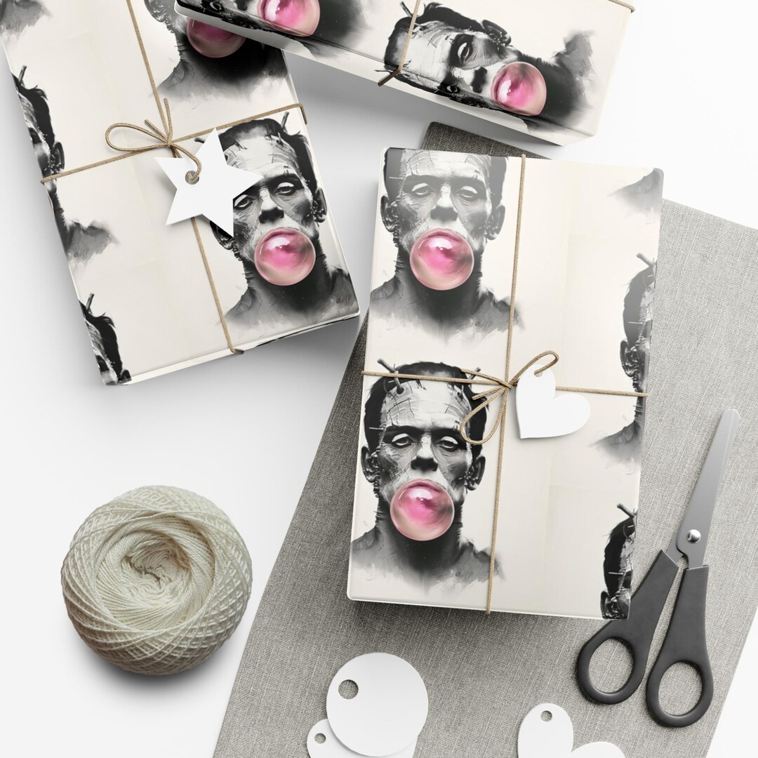 Retro Frankenstein Unique Vintage Gift Wrap Roll for Goth Christmas ...