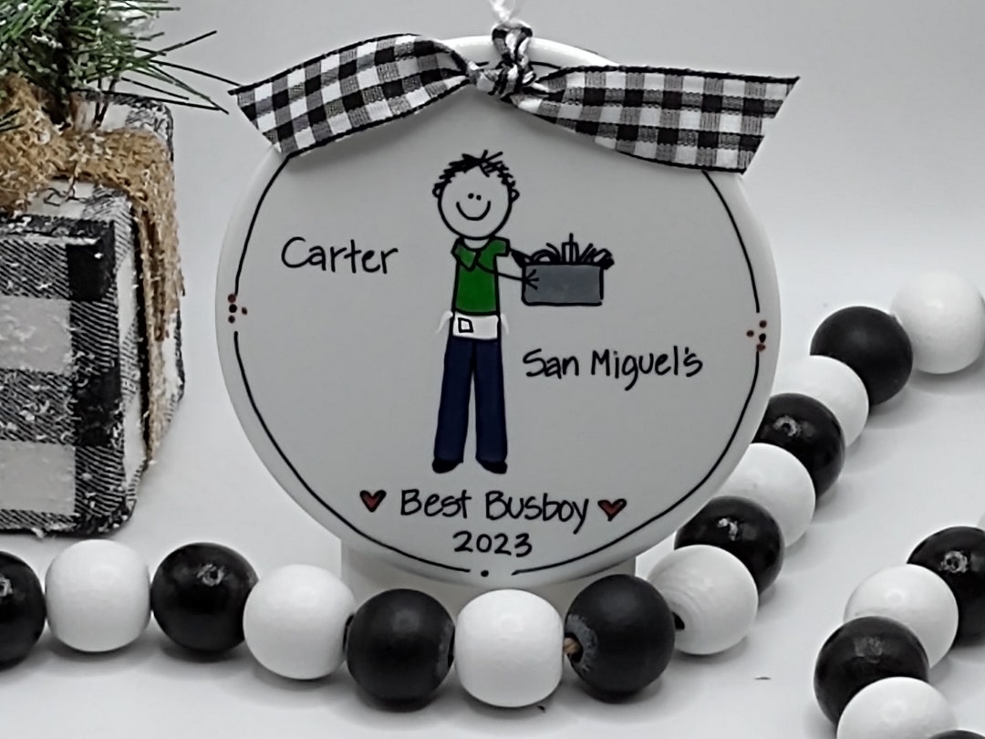 Busboy/girl Personalized Stick Figure Ornament/Personalized Busboy ...