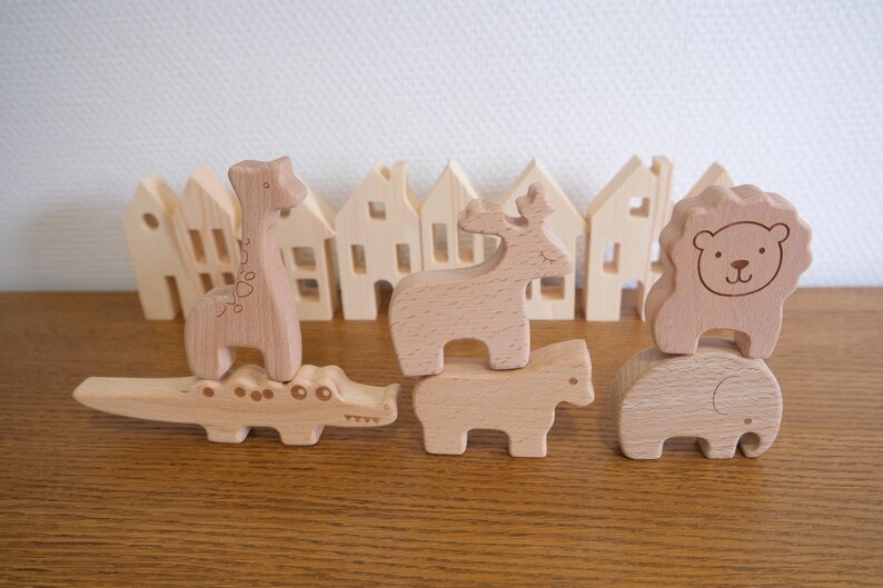 Wooden Animal Stacking & Balancing Toys Montessori-inspired - Etsy