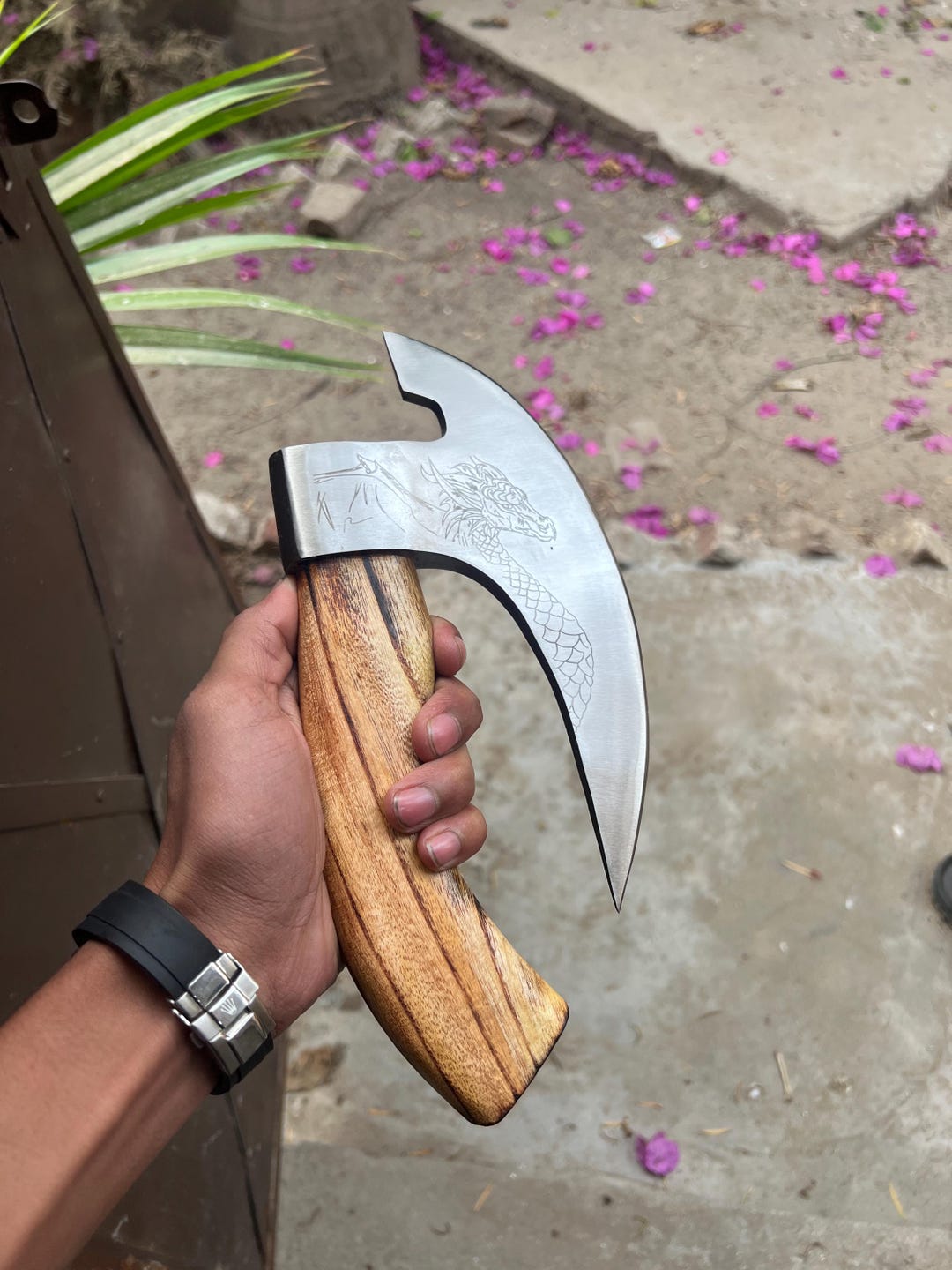 Viking Pizza Cutter Axe With Sheath, Hand Forged Pizza Axe, Halloween ...