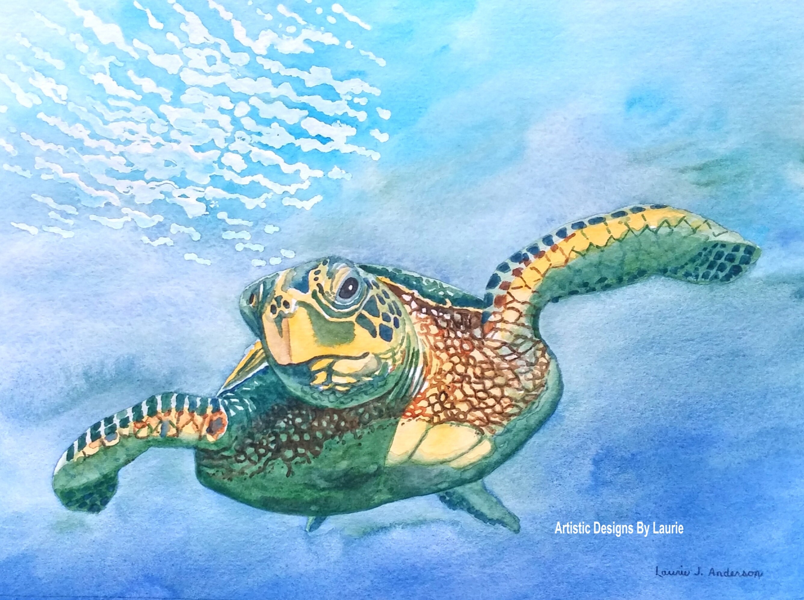 8x10 Art Print Sea Turtle Loggerhead, Turtle Swimming in Ocean - Etsy UK
