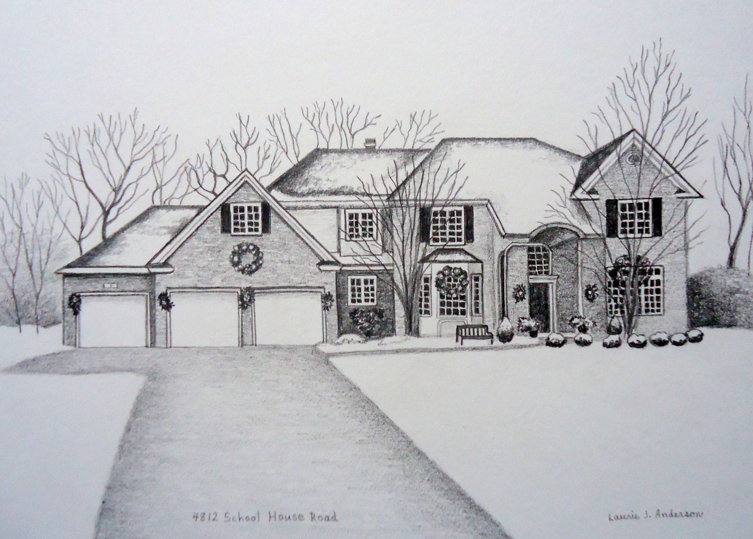 16x20 House Portrait Sketch Original Art Drawing in Pencil - Etsy