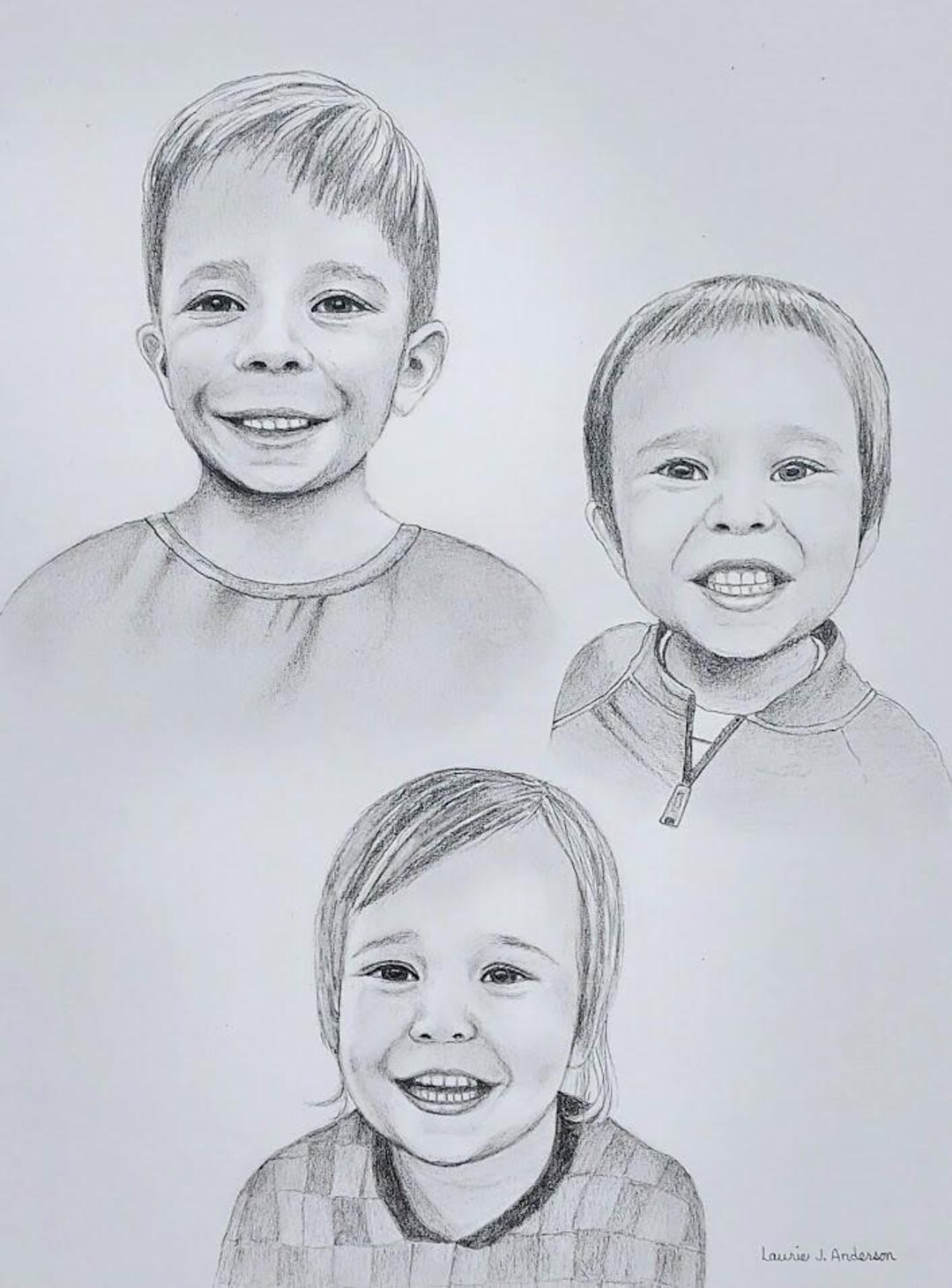 Portrait Sketch Custom Art Pencil People Portrait Child Drawing 11x14 ...