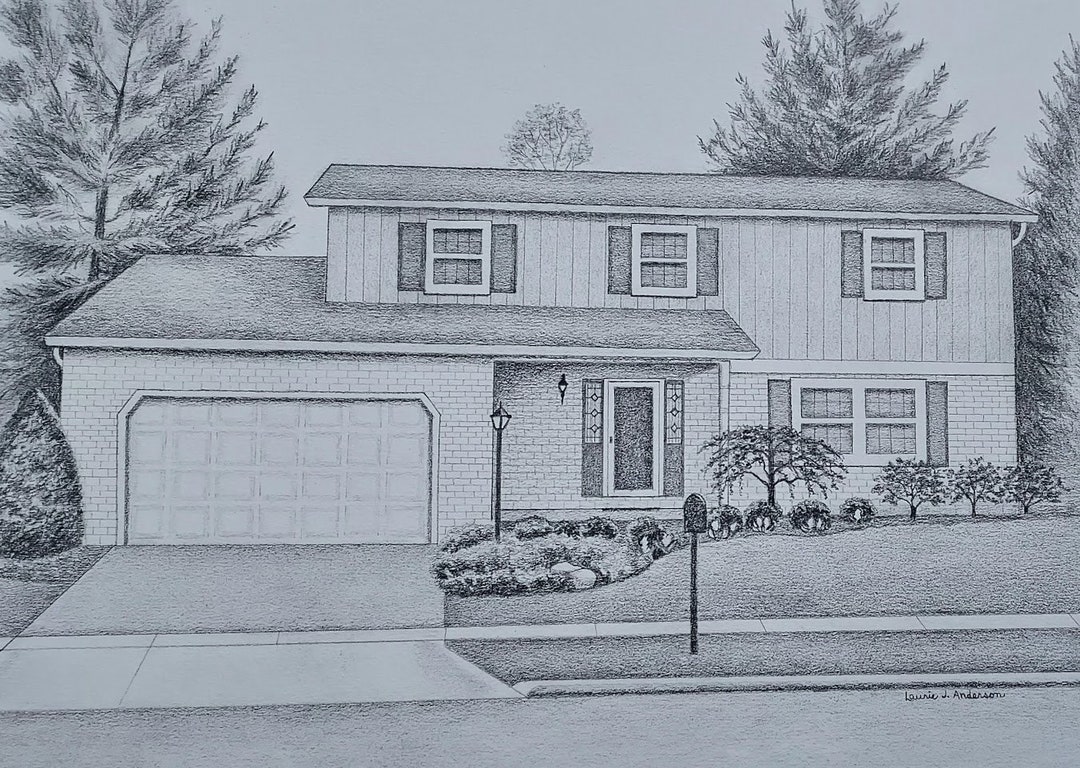 16x20 House Portrait Sketch of Your Home in Graphite/pencil Drawing ...