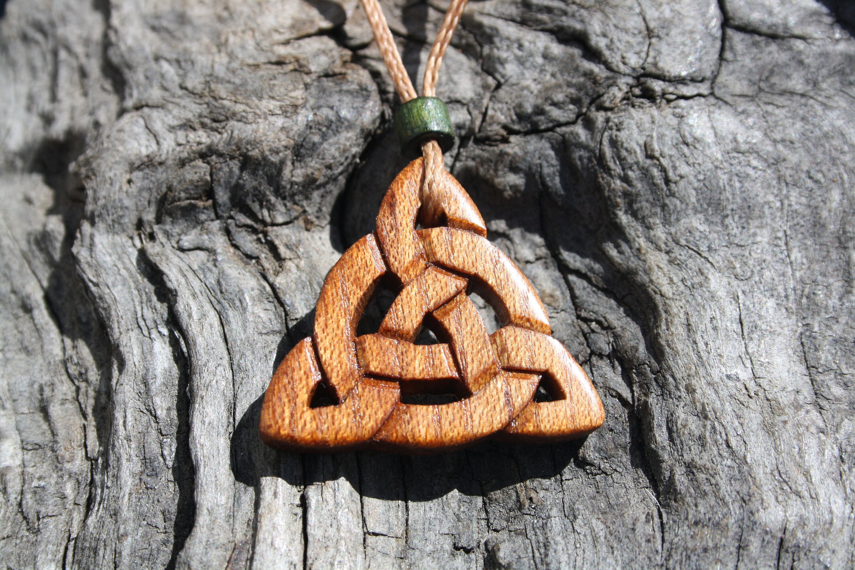 Wooden Triquetra Celtic Pendant: Hand-carved Irish Elm Celtic Knot ...