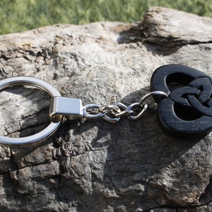 Irish Bog Oak Celtic Heart Wooden Keychain, Handcarved 5000 Year Old ...