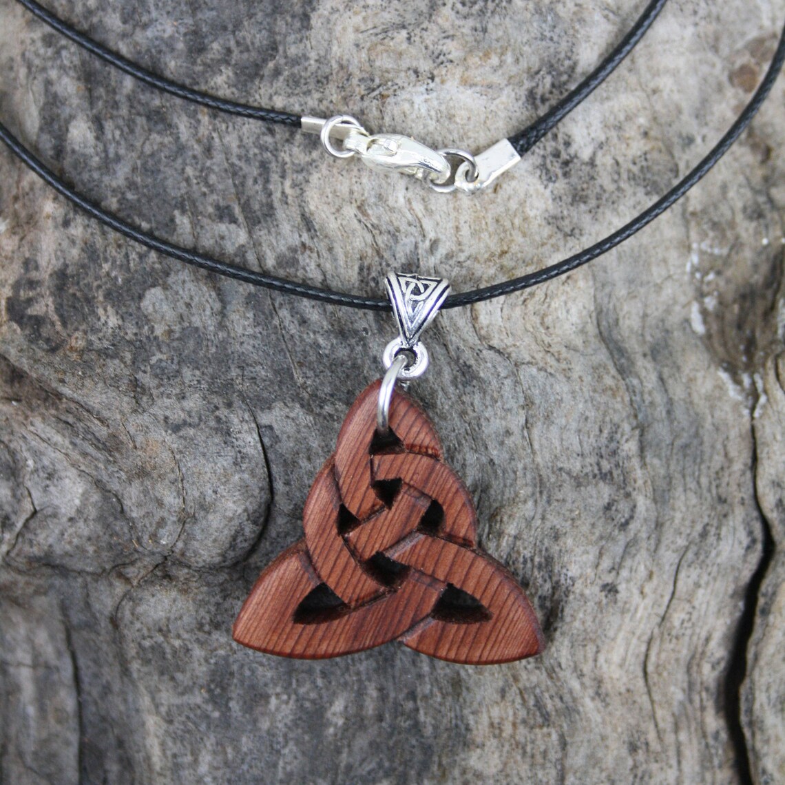 Irish Bog Yew Hand-carved Trinity Knot Celtic Wood Pendant | Etsy