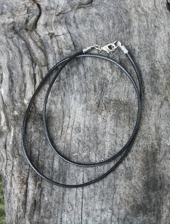 Thick Black Necklace Cord 1.5 mm Waxed Nylon Cord Necklace with A Lobster Clasp in Various Sizes and Various Colors