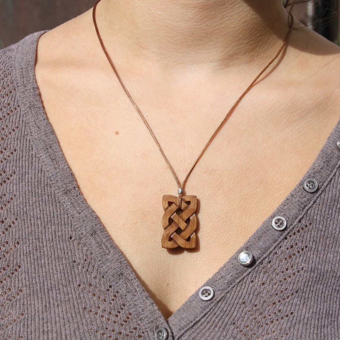Hand Carved Irish Symbol Infinity Knot Wooden Pendant Irish | Etsy