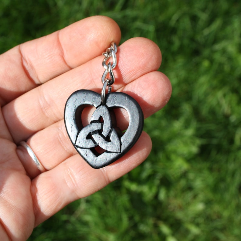 Irish Bog Oak Celtic Heart Wooden Keychain Handcarved 5000 - Etsy