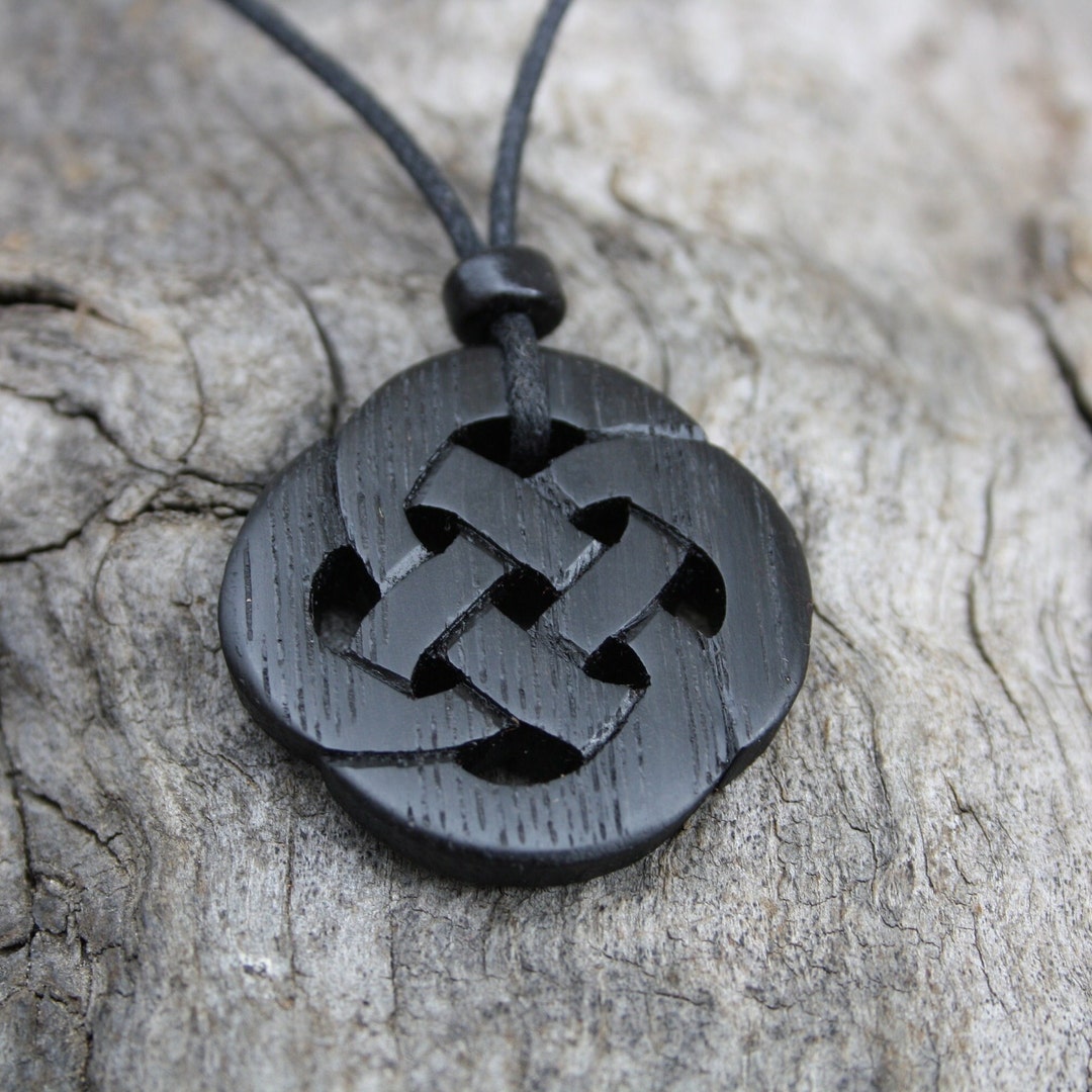 Irish Bog Oak Dara Celtic Knot Necklace: Hand Carved Bog-wood Celtic ...