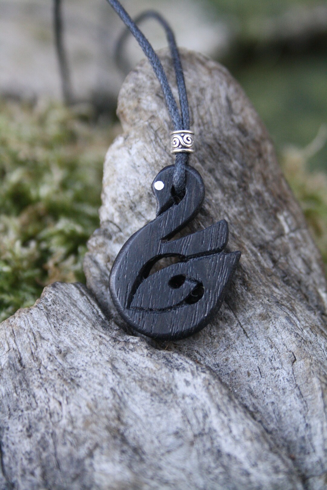 5000 Year Old Irish Bog Oak Swan Celtic Necklace, Hand-carved Small ...