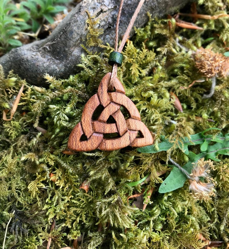 Wooden Triquetra Celtic Pendant: Hand-carved Irish Elm Celtic Knot ...