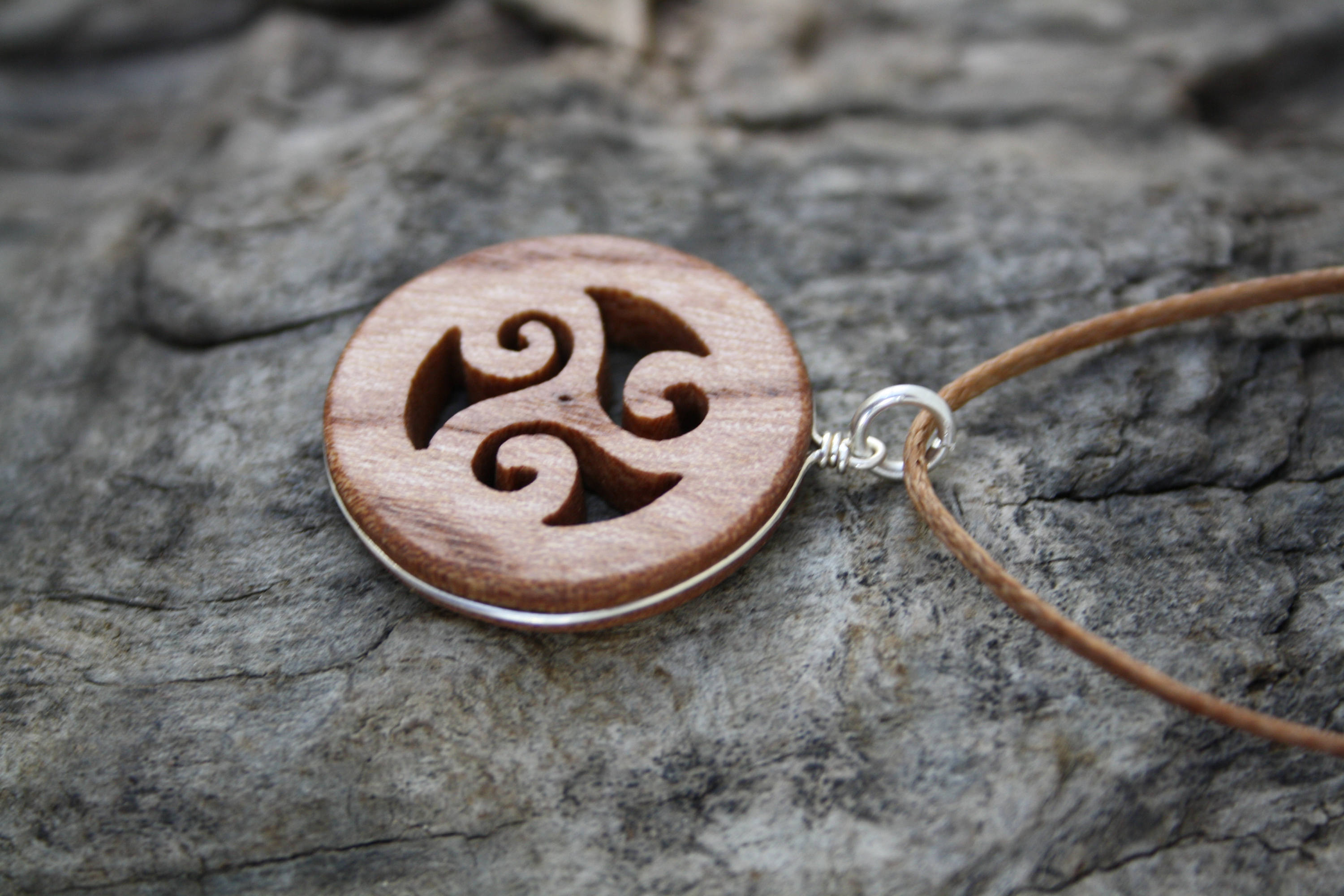 Irish Elm Triskelion Pendant Handcarved Triple Spiral Celtic | Etsy