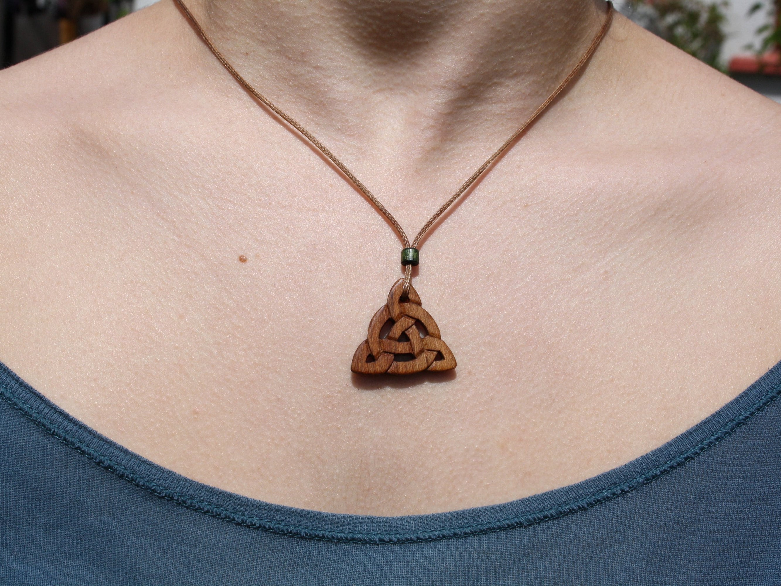 Wooden Triquetra Celtic Pendant: Hand-carved Irish Elm Celtic Knot ...