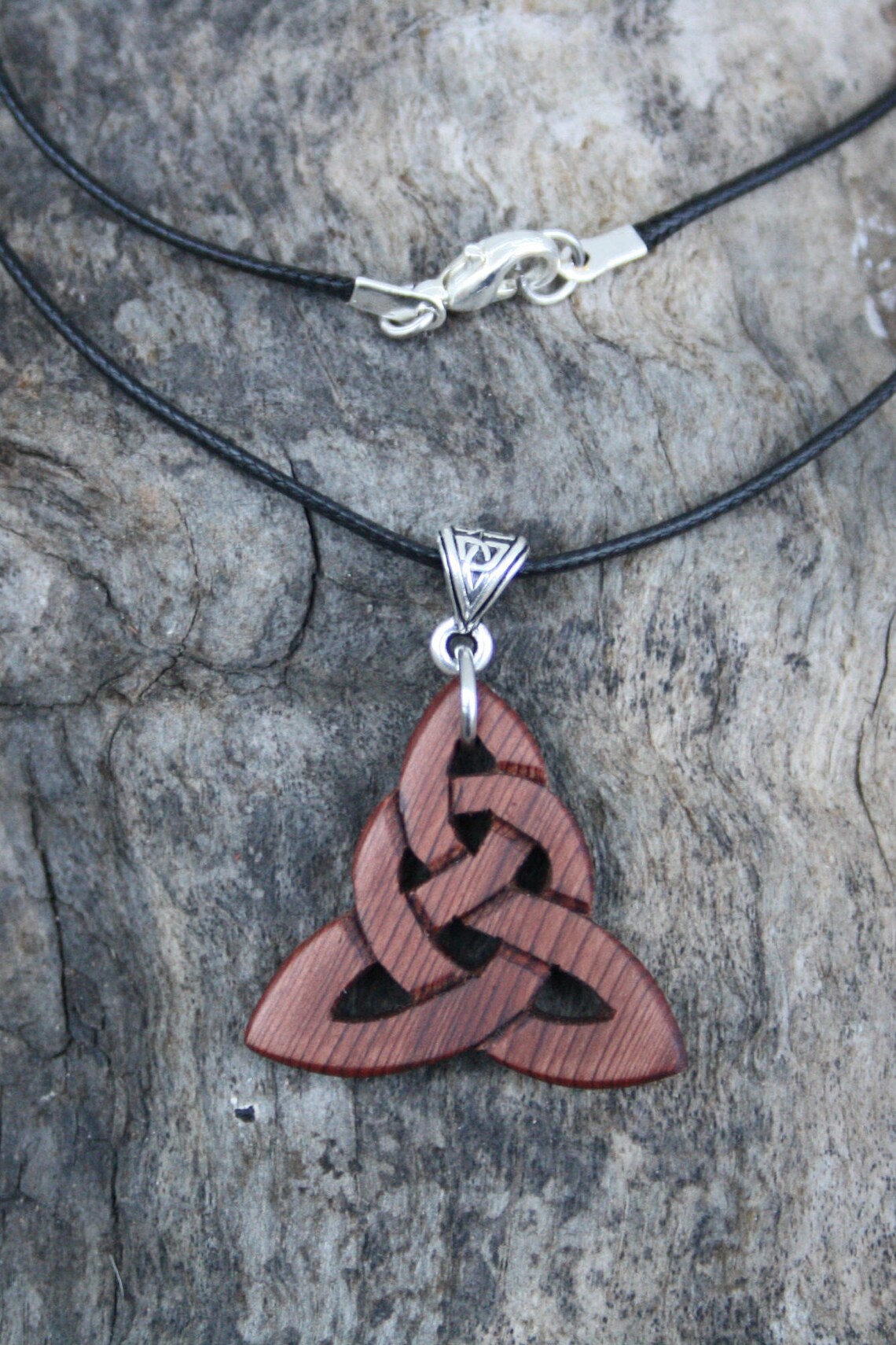 Irish Bog Yew Hand-carved Trinity Knot Celtic Wood Pendant | Etsy