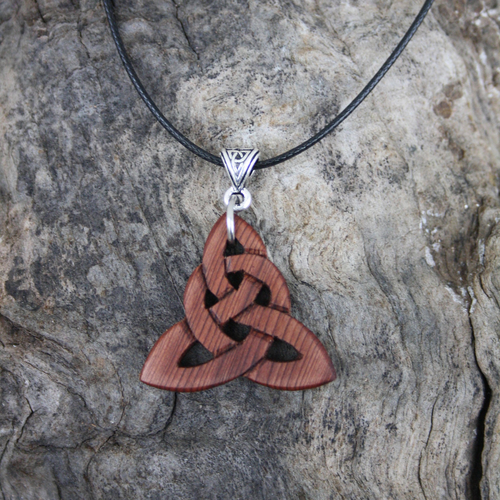 Irish Bog Yew Hand-carved Trinity Knot Celtic Wood Pendant | Etsy