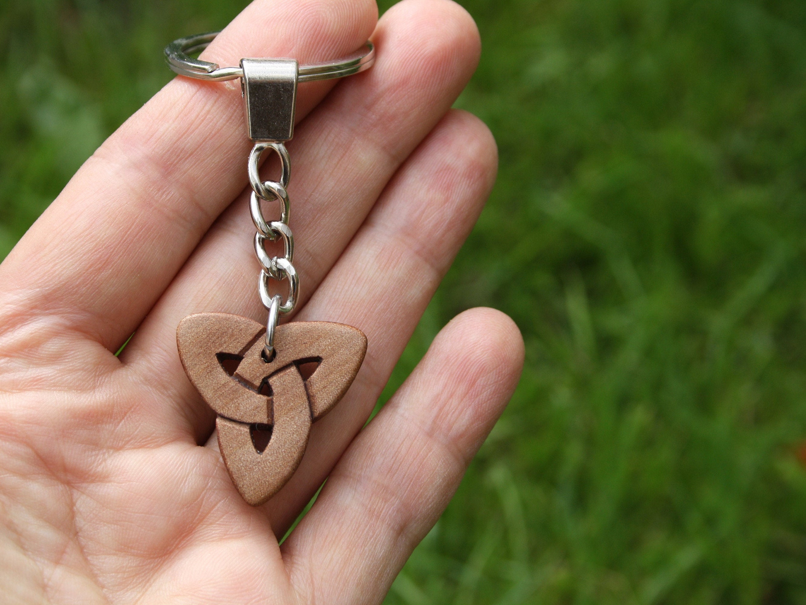 Willow Wood Trinity Keychain Celtic Knot Keyring Handcarved - Etsy Canada