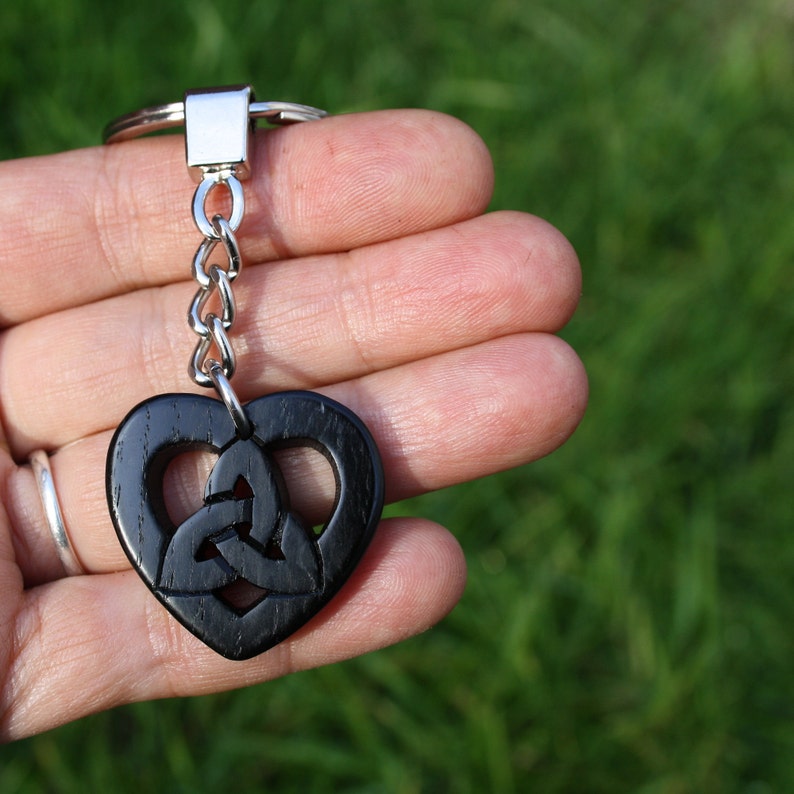 Irish Bog Oak Celtic Heart Wooden Keychain Handcarved 5000 - Etsy