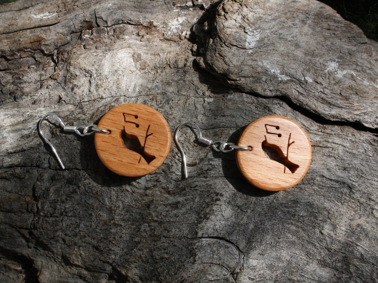 Irish Beech Wood Song Bird Earrings Wooden Black Bird | Etsy