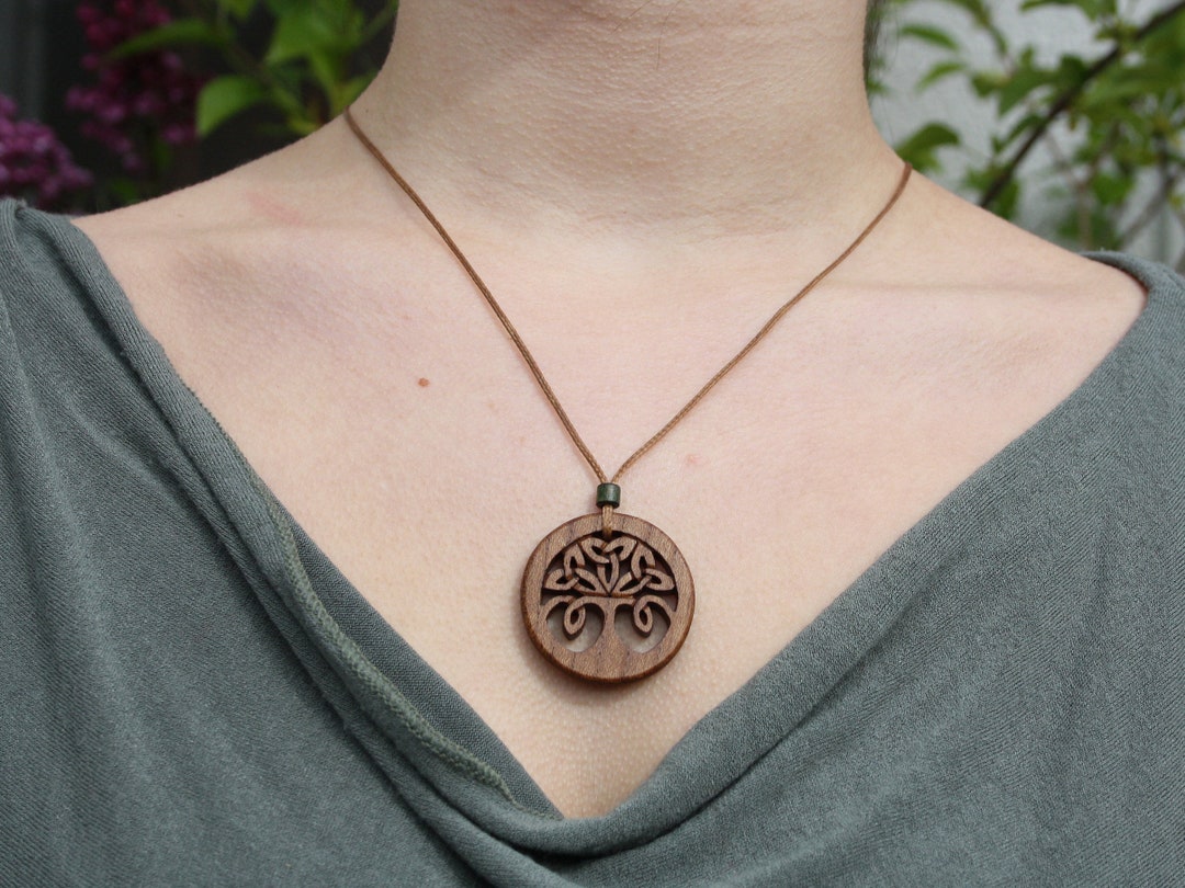 Irish Elm Celtic Tree of Life Knot Pendant, Hand Carved Celtic Tree ...