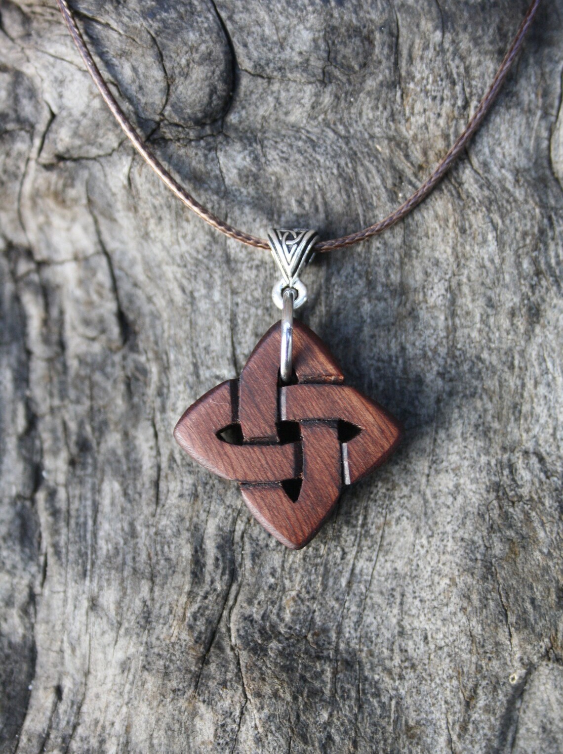 Hand-carved Irish Bog Yew Celtic Love Knot Pendant: Unique Ancestry ...