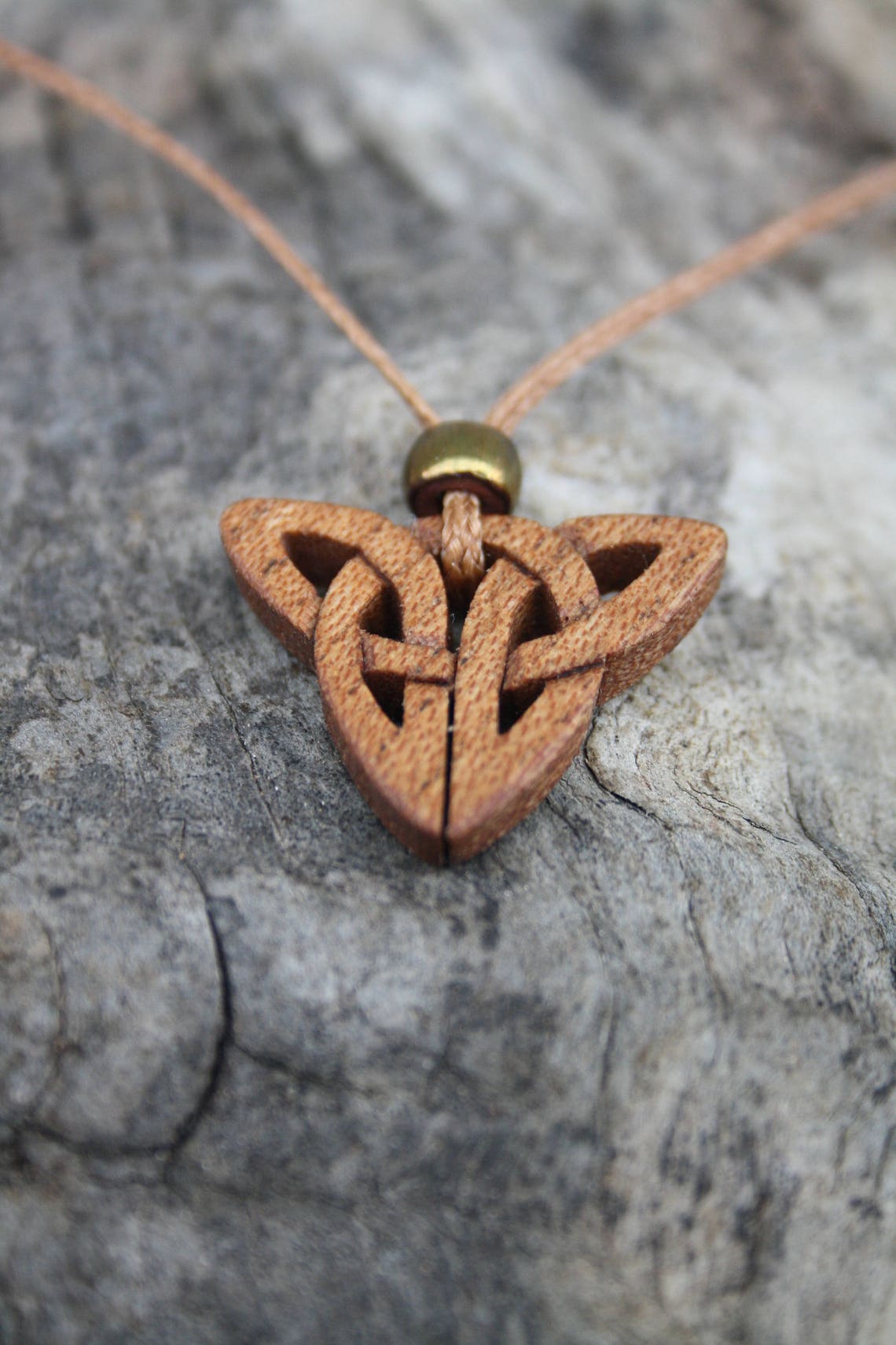 Irish Elm Wood Celtic Amulet Hand Carved Celtic Knot Pendant | Etsy