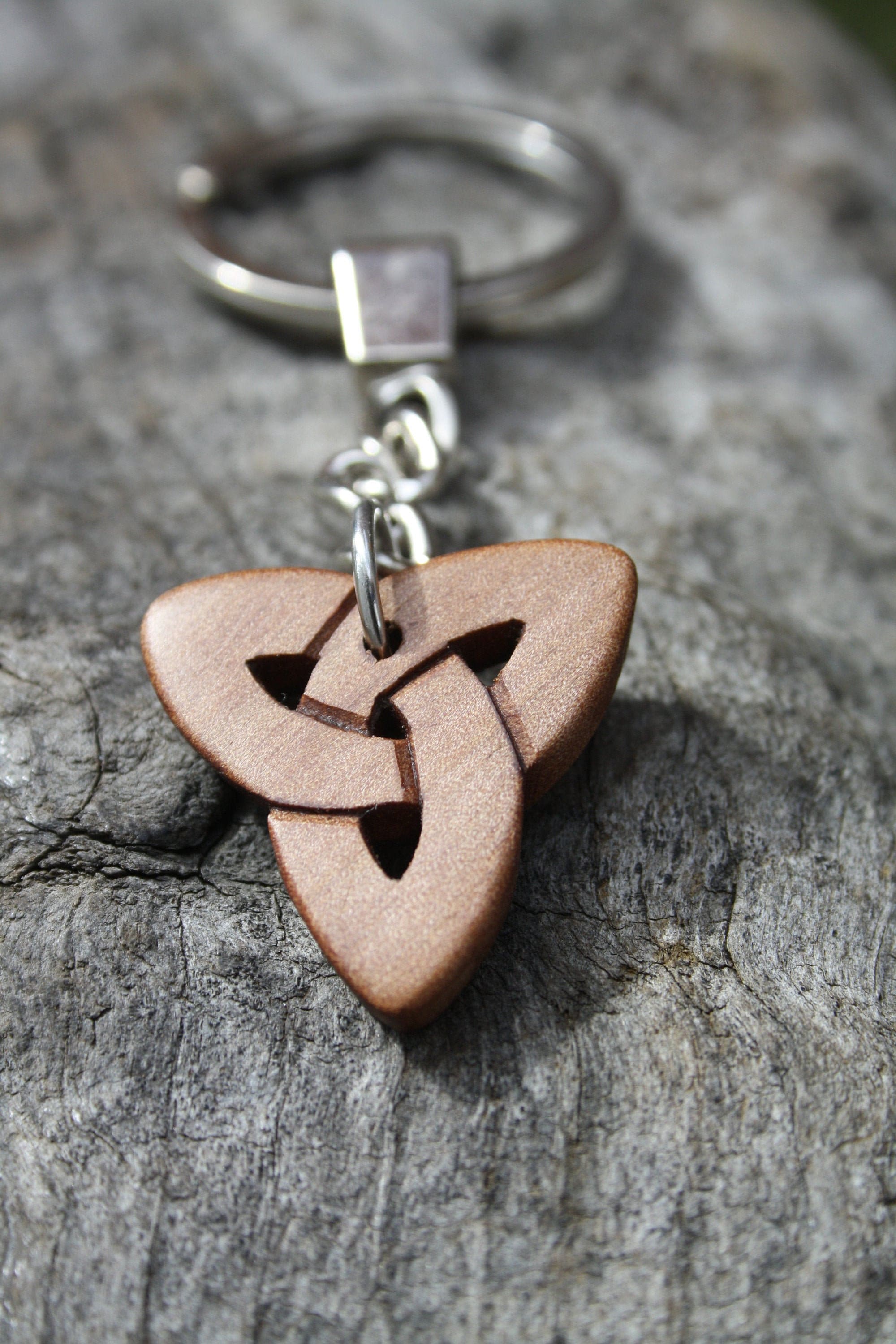 Willow Wood Trinity Keychain Celtic Knot Keyring Handcarved - Etsy Canada