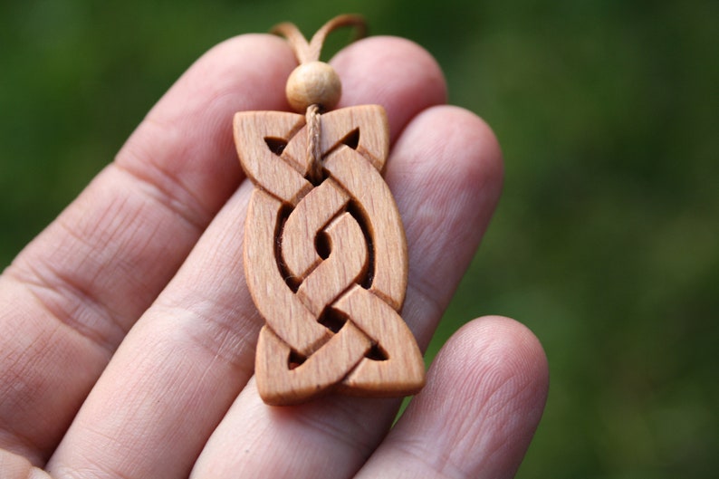 Hand Carved Celtic Knot Wooden Pendant Irish Beech Wood - Etsy