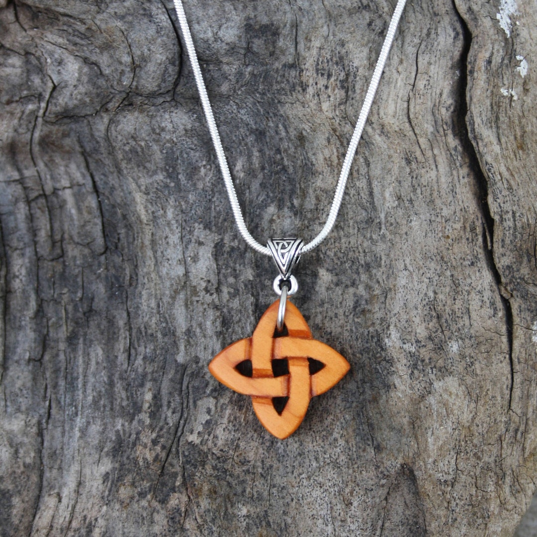 Hand-carved Irish Yew Wood Celtic Love Knot Pendant, Small Wood ...