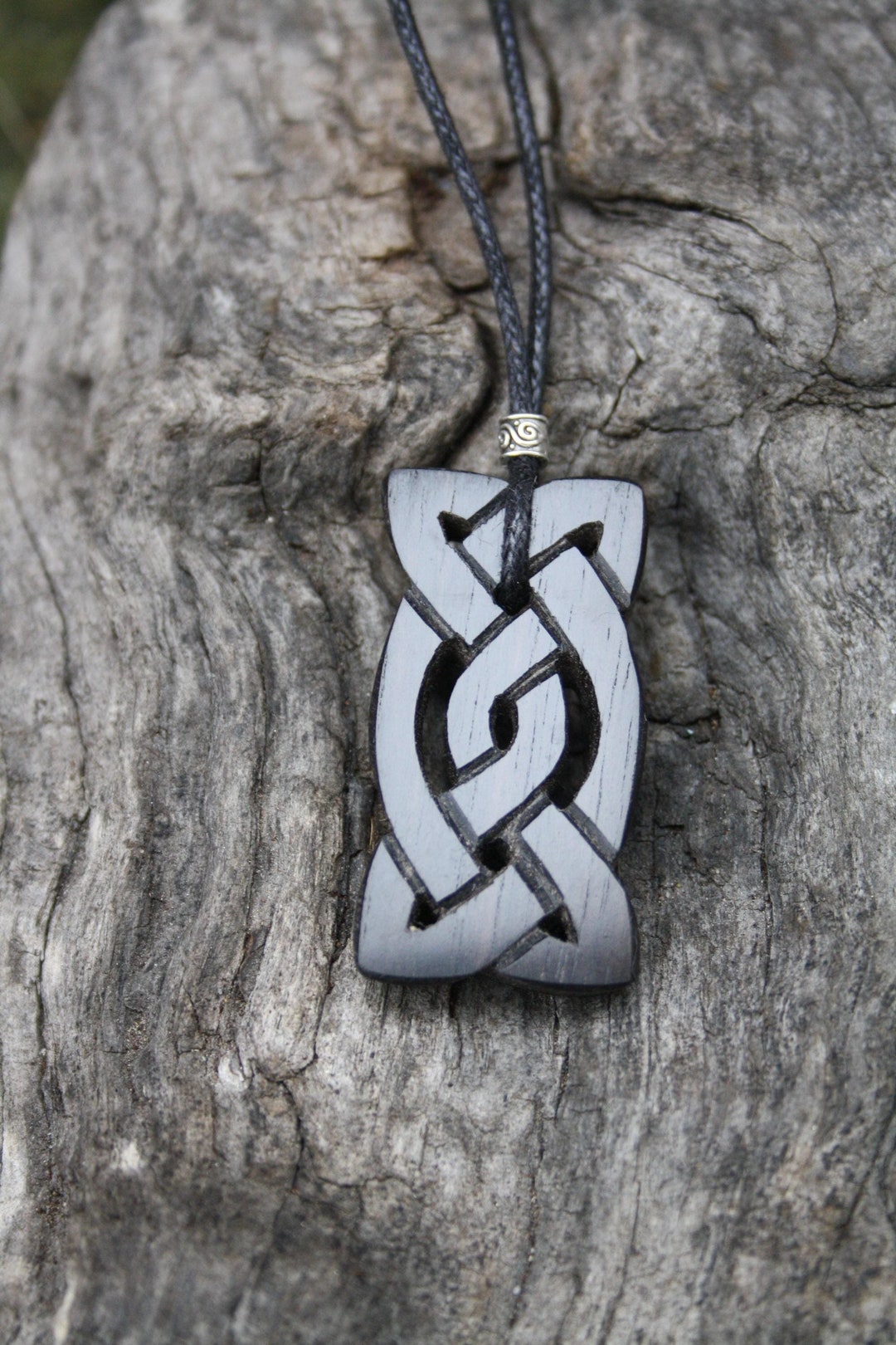 Ebony Wood Celtic Necklace, Hand-carved Celtic Eternity Knot Wooden ...