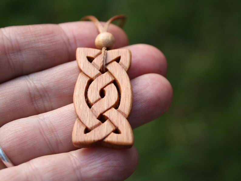 Hand Carved Celtic Knot Wooden Pendant Irish Beech Wood - Etsy