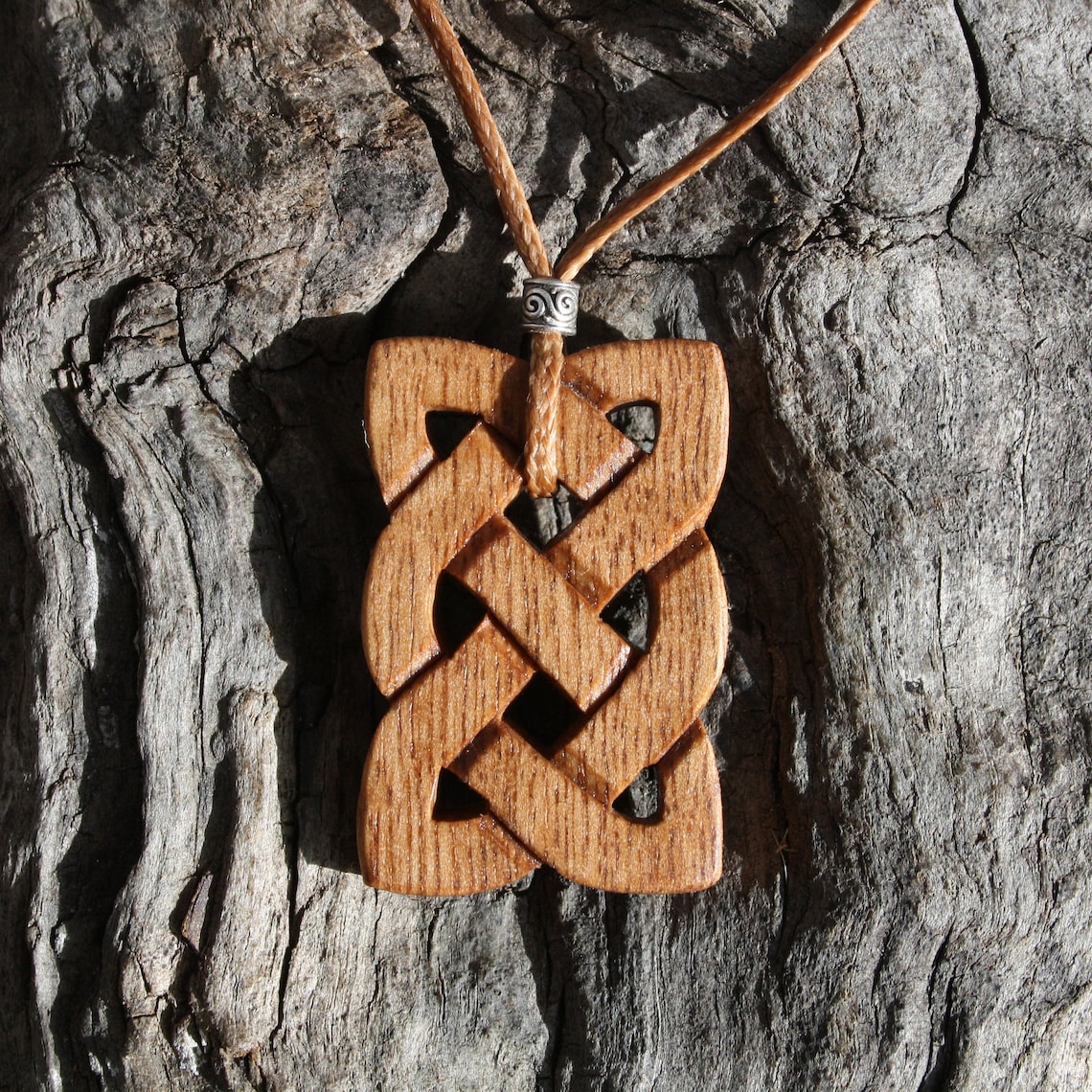 Hand Carved Irish Symbol Infinity Knot Wooden Pendant Irish | Etsy
