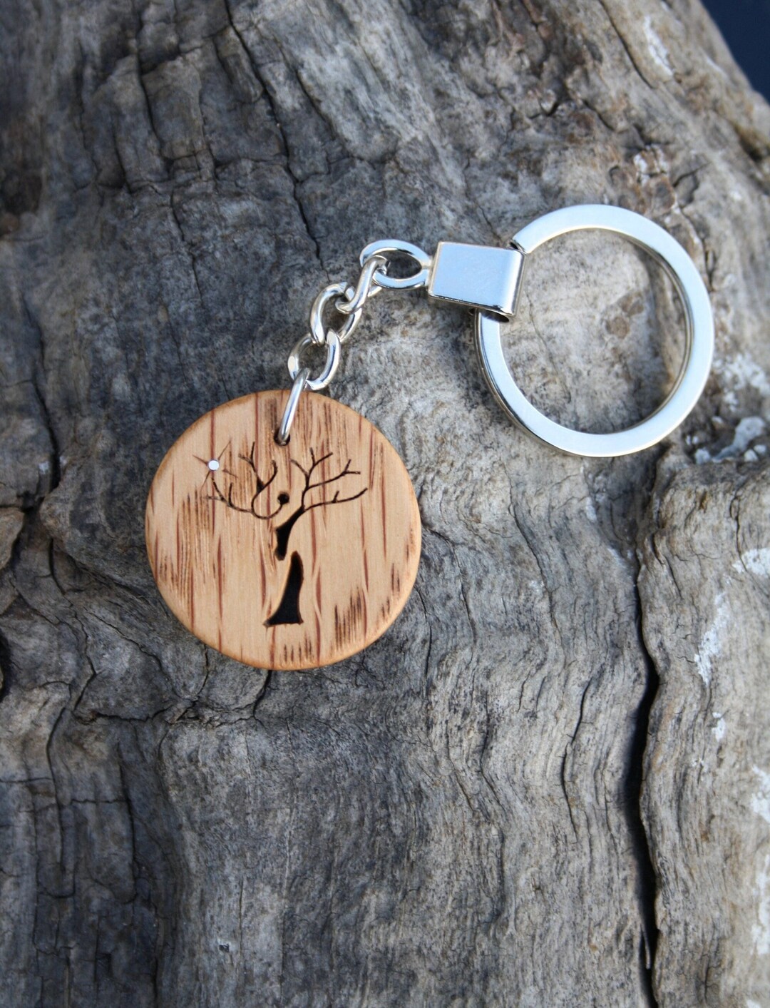 Hand-carved Wooden Tree Lady Key-ring: Irish Oak Tree Key-chain Made in ...