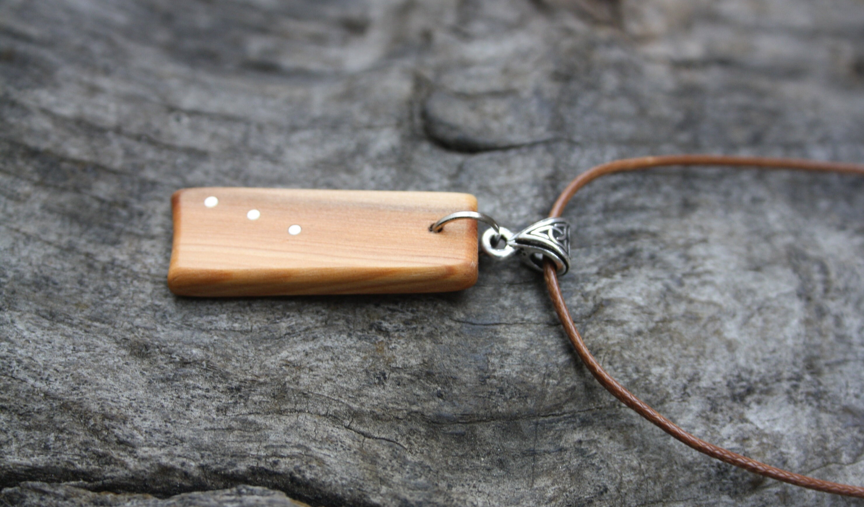 Irish Yew Wood Pendant With Sterling Silver Inlays, Handmade 5th ...