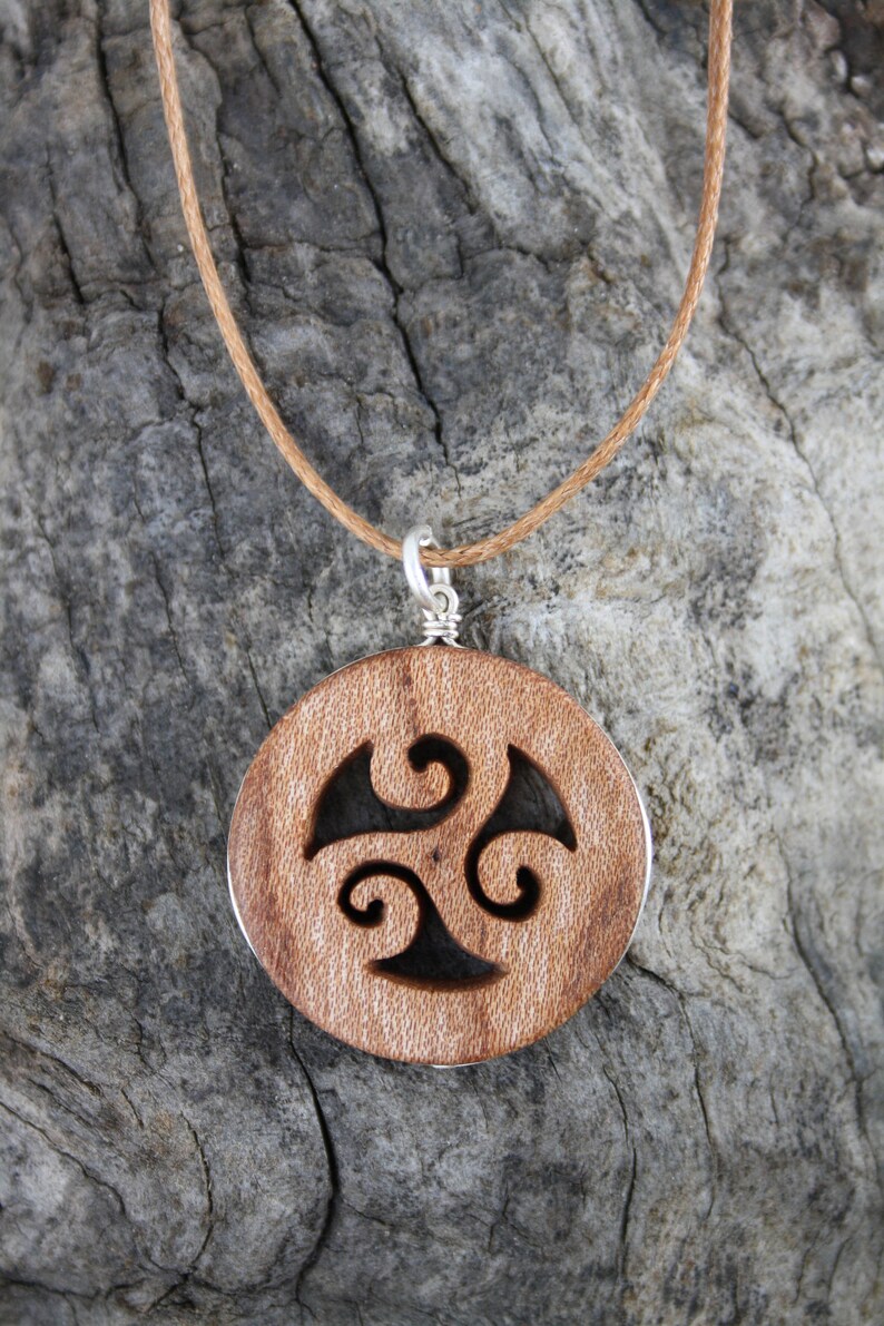 Irish Elm Triskelion Pendant Handcarved Triple Spiral Celtic - Etsy