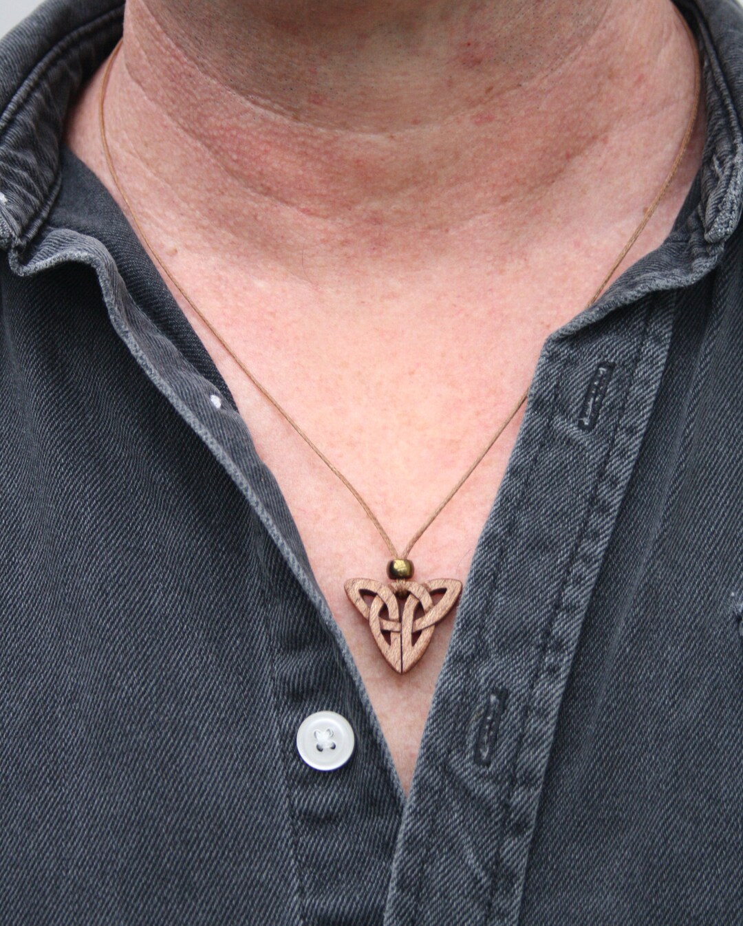 Irish Elm Wood Celtic Amulet Hand Carved Celtic Knot Pendant - Etsy