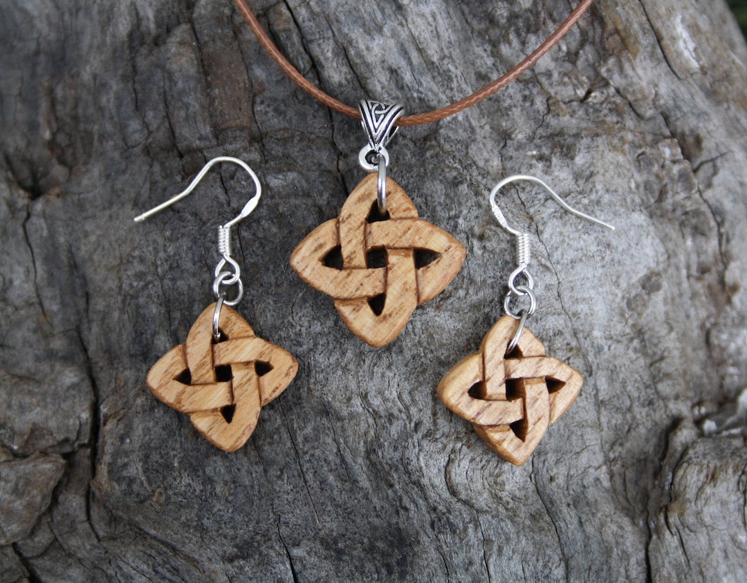 Celtic Knot Jewelry Set: Irish Chestnut Necklace & Sterling Silver ...