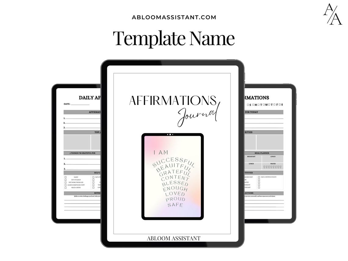 Affirmations Planner Positive Mindset Journal Self-care Organizer ...
