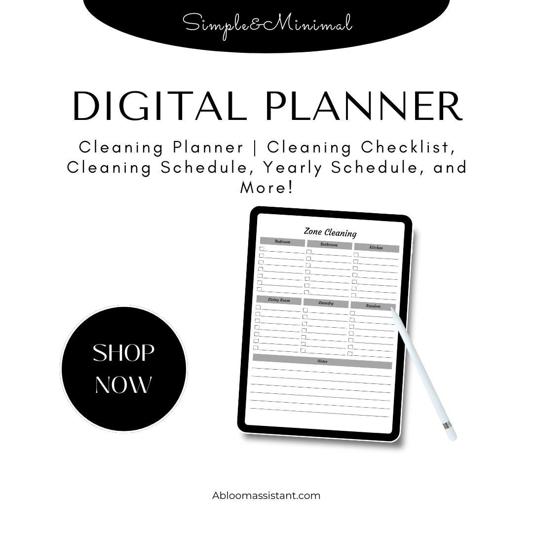 Cleaning Planner and Schedule House Cleaning Checklist Daily Cleaning ...