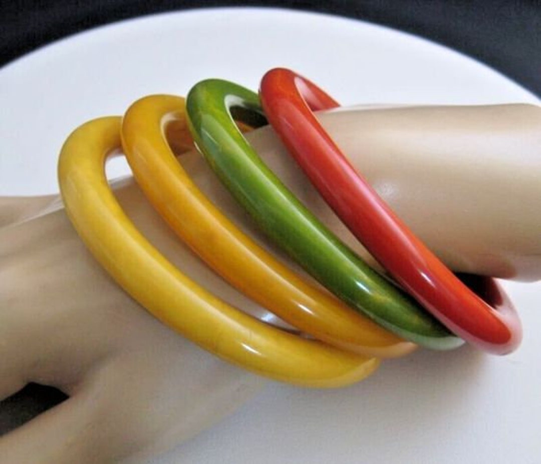 4 BAKELITE BANGLES in Beautiful Colors Tested - Etsy