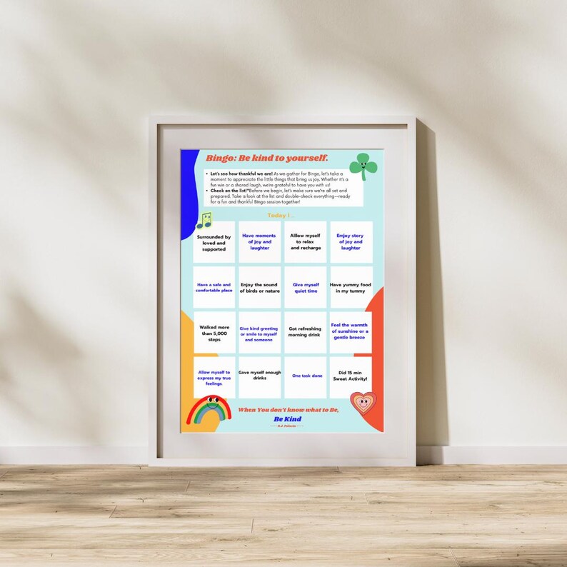 Be Kind Bingo Poster | Motivation | Self-love - Etsy