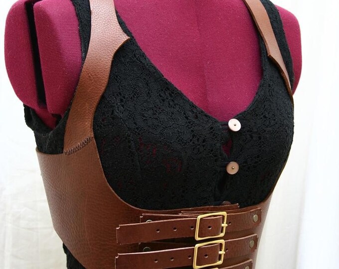 Bella Brown Leather Harness Belt Underbust Steampunk Victorian ...