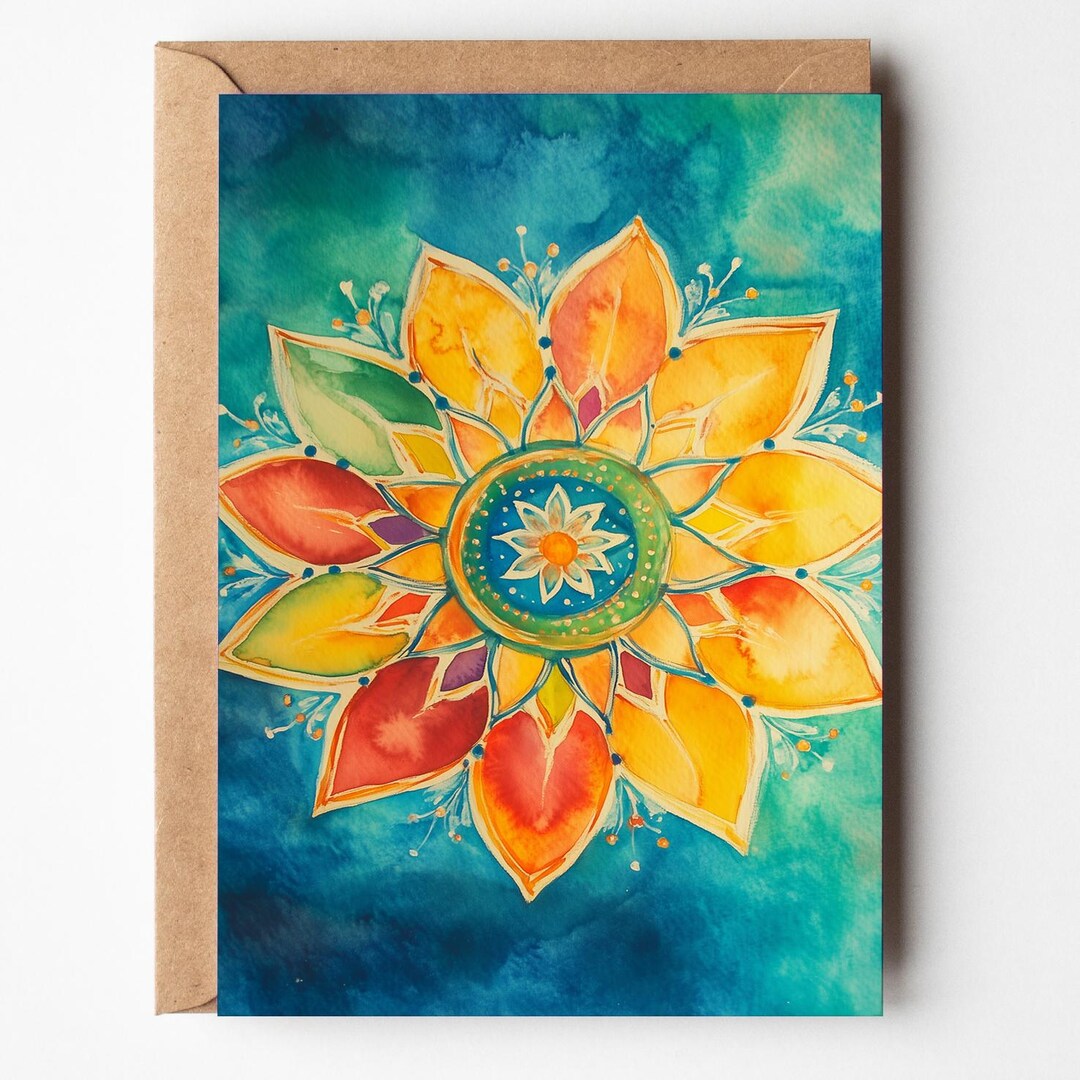 Diwali Rangoli Card, Festival of Light Celebration Card, Rangoli ...