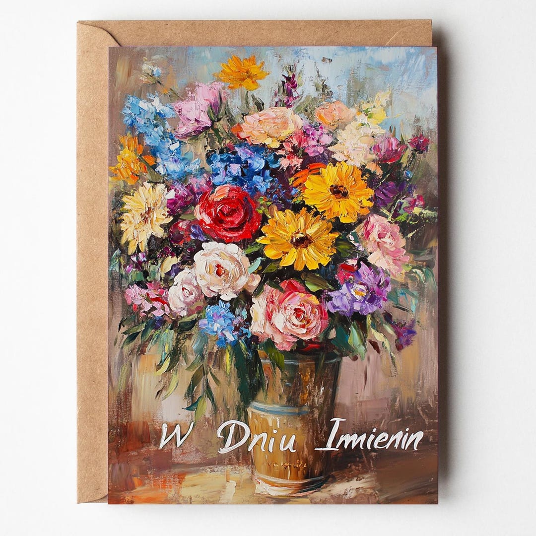 Polish Name Day Card: Polska Kartka W Dniu Imienin, Blank Inside With ...