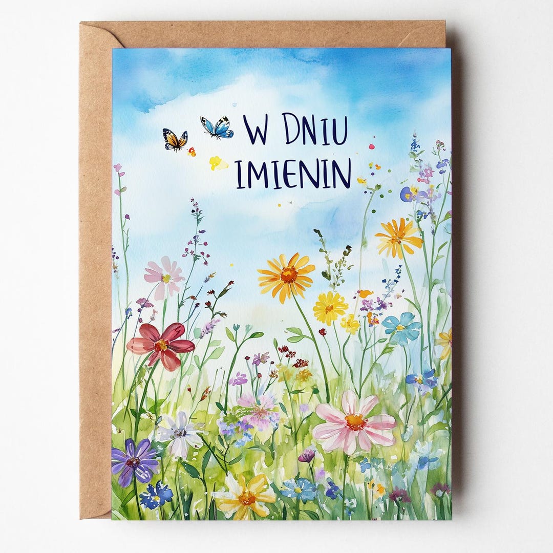 Polish Name Day Card: W Dniu Imienin Greeting, Blank Inside - Etsy UK